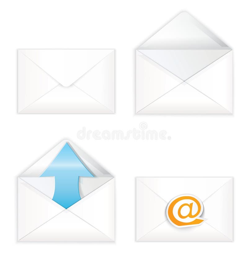 White Open Closed Envelope Icon Set Stock Vector - Illustration of post ...