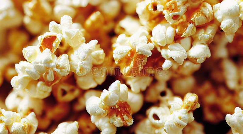 White Open Corn Kernels in Delicious Crispy Popcorn. Stock Illustration ...