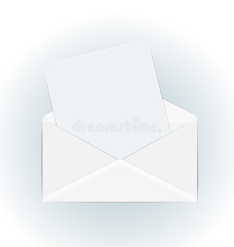 White Open Envelope with Paper Card Stock Vector - Illustration of ...