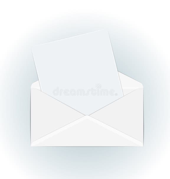 White Open Envelope with Paper Card Stock Vector - Illustration of ...