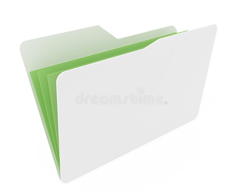 White Open Folder with Green Paper Stock Illustration - Illustration of ...
