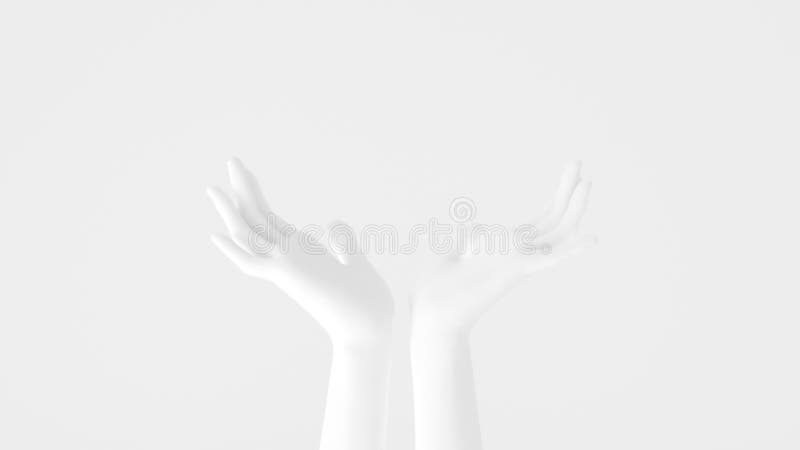 White Open Hands Towards the Top. 3d Render Illustration Stock ...