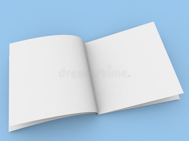 White Open Magazine Mockup on Blue Background. Stock Illustration ...
