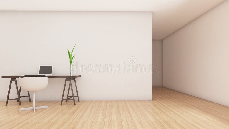 White Open Room and Desk,white Room Space,3d Rendering Stock ...