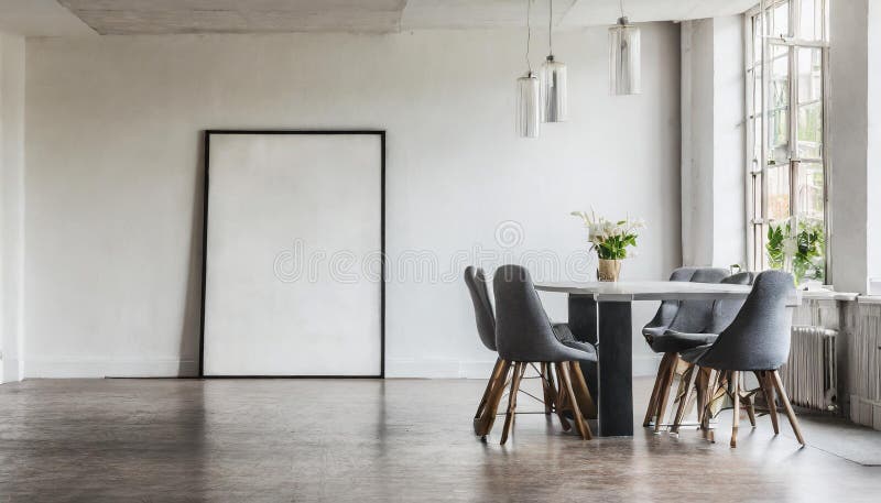 White Open Space Office Corner with Mock Up Wall Stock Illustration ...