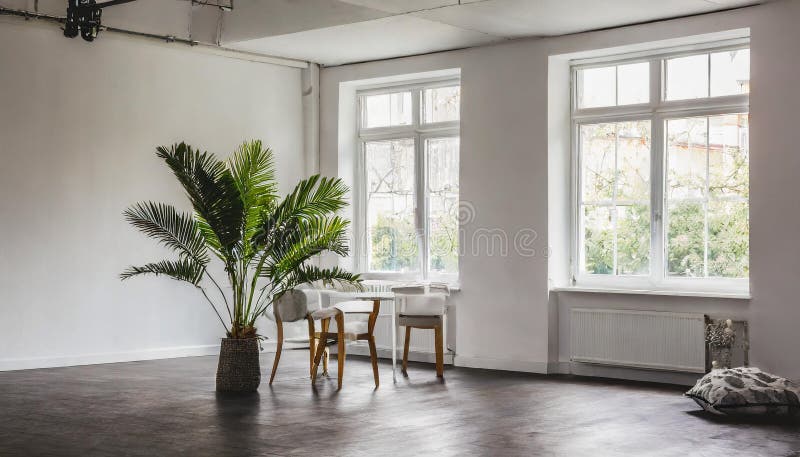 White Open Space Office Corner with Mock Up Wall Stock Illustration ...