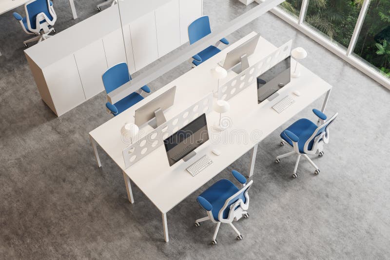 White Open Space Office Corner, Top View Stock Illustration ...