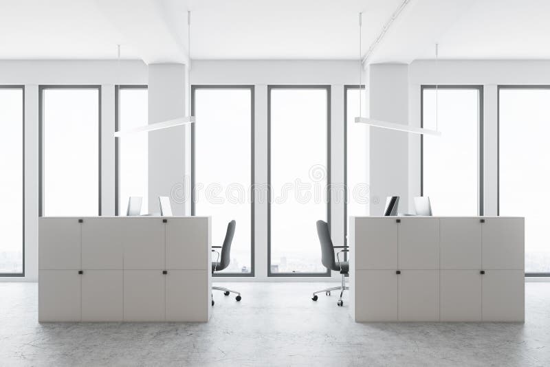 White Cubicles Office, Top View Stock Illustration - Illustration of ...