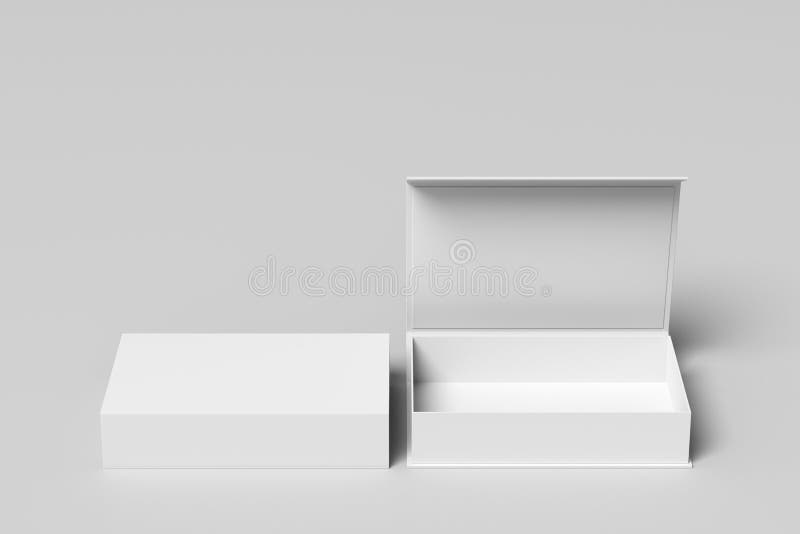 White Opened and Closed Rectangle Folding Gift Box Mock Up on White ...