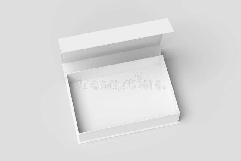 White Opened Rectangle Folding Gift Box Mock Up on White Background ...