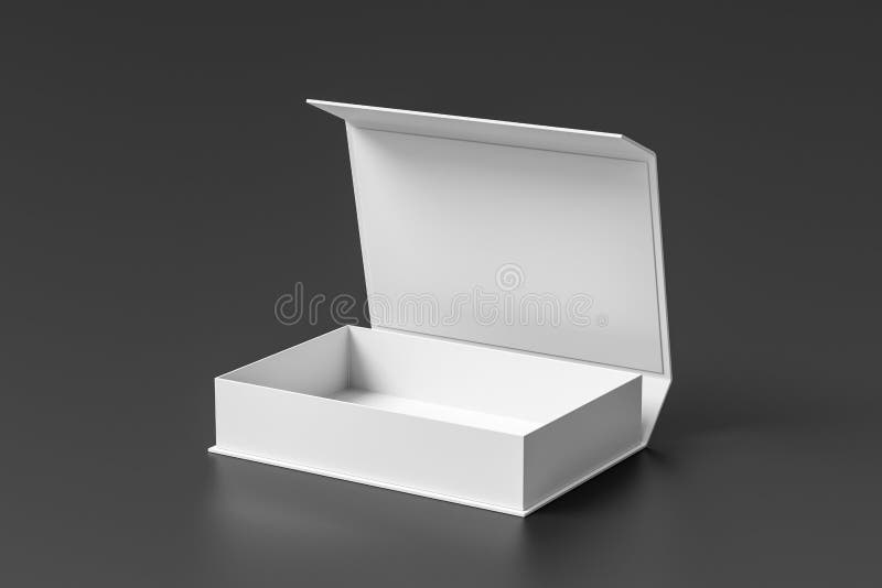 White Opened Rectangle Folding Gift Box Mock Up on Gray Background ...