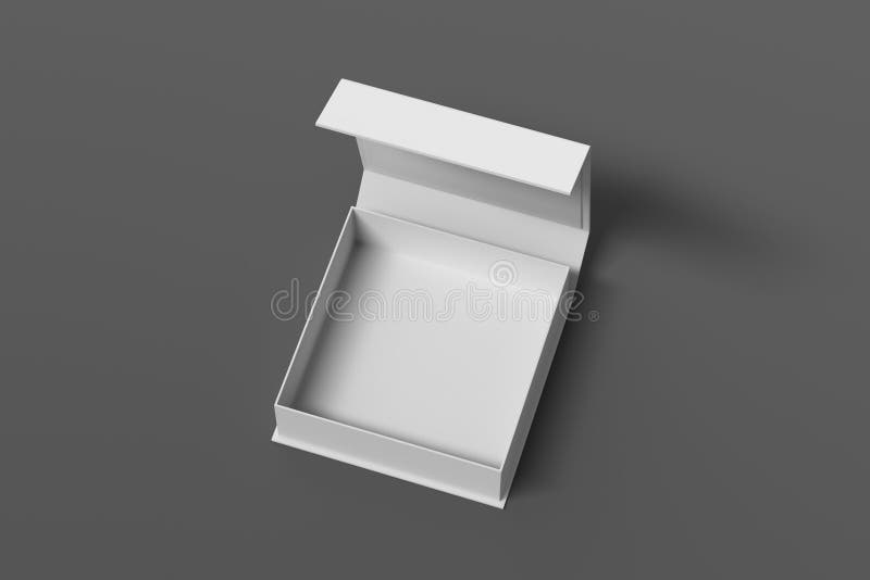 White Opened Square Folding Gift Box Mock Up on Gray Background. View ...
