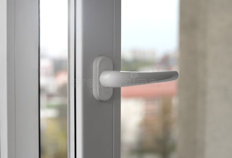 White Opened Window - Window Handle Close Up Stock Photo - Image of ...