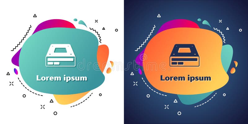 White Optical Disc Drive Icon Isolated on White and Blue Background. CD ...