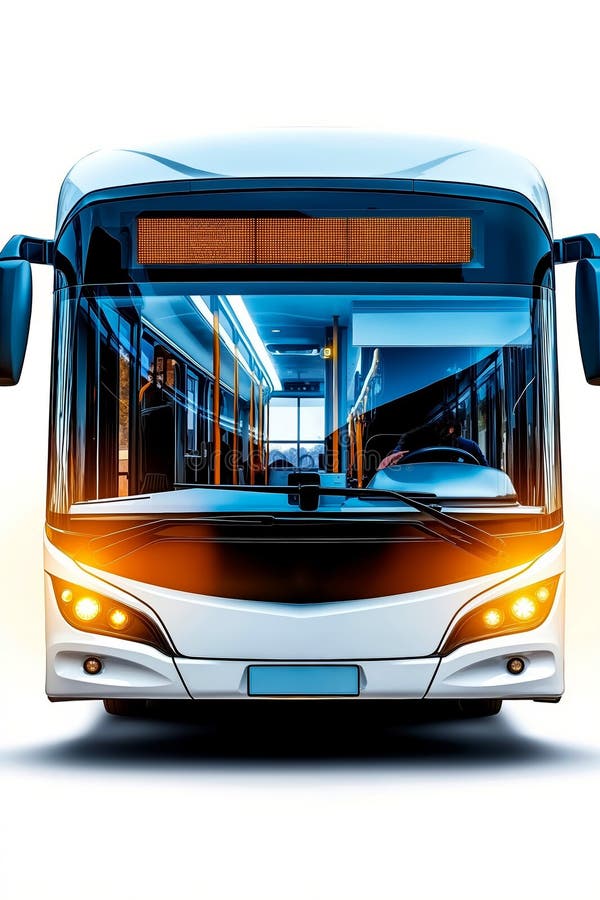 A White and Orange Bus is Shown from the Front View Stock Illustration ...