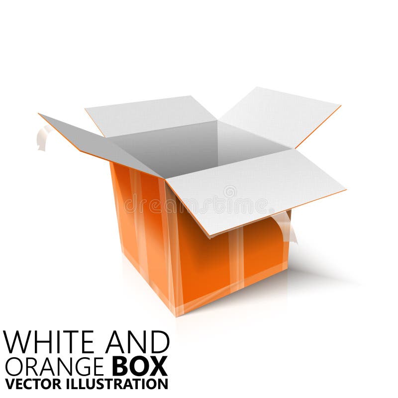 White and Orange Open Box 3D/ Illustration Stock Illustration ...