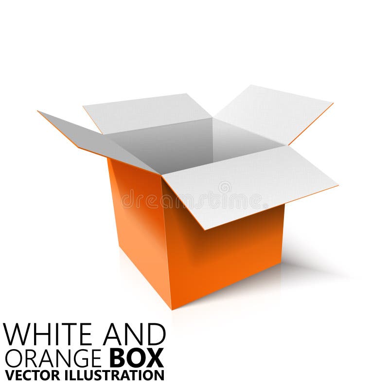 White and Orange Open Box 3D/ Illustration Stock Illustration ...