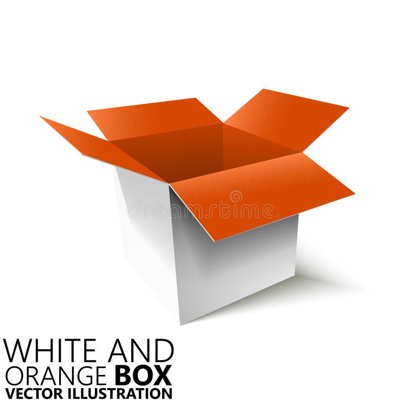 White and Orange Open Box 3D/ Vector Illustration Stock Vector ...