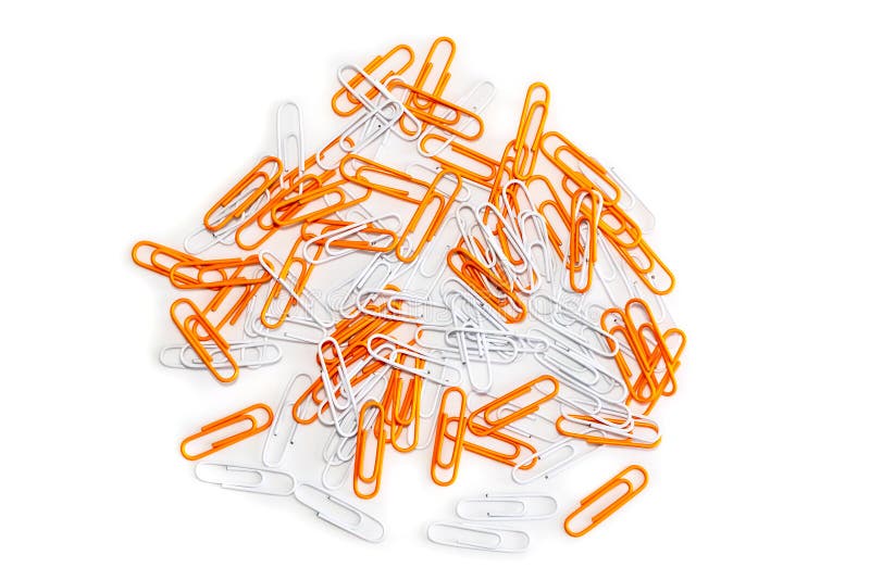 White and Orange Paper Clips Isolated on a White Background Stock Image ...