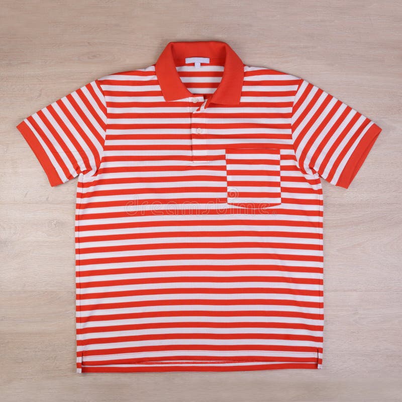 White Orange Polo Shirts with Stripes Pattern on Wooden Background ...