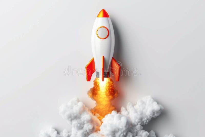 A White and Orange Rocket Soaring through the Air Stock Image - Image ...