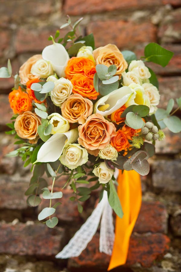 White and Orange Wedding Bouquet Stock Image - Image of rock, bloom ...