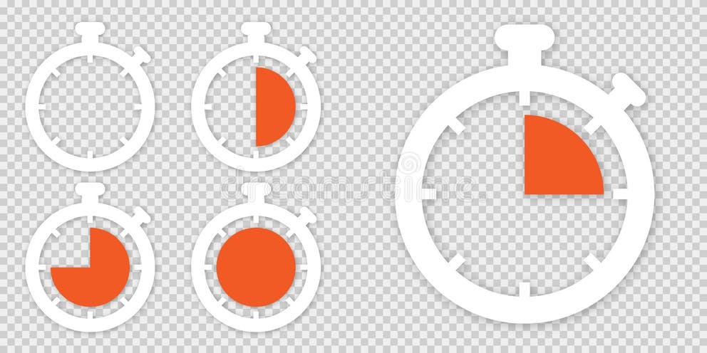 White and Orange Timer Clock Isolated Template, Vector Illustration ...