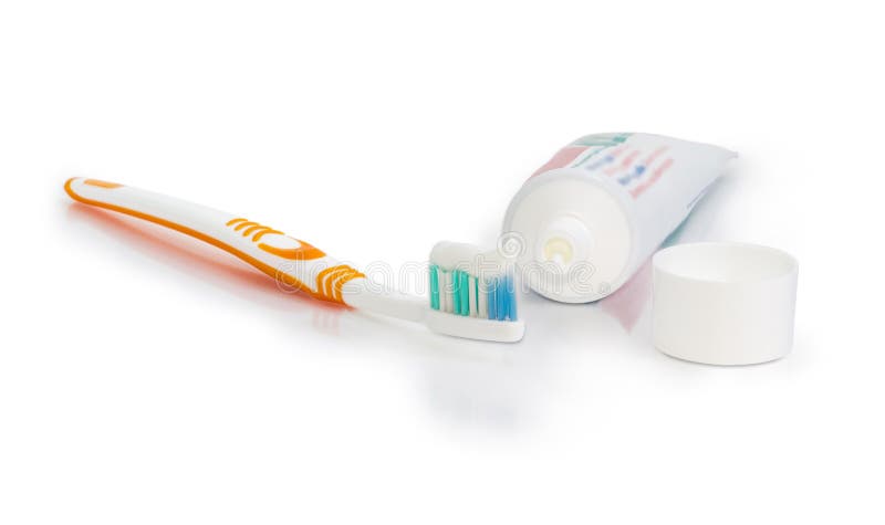 Toothbrush with Toothpaste and Open Tube of Toothpaste Stock Image ...