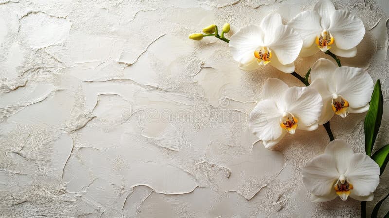 White Orchids on a Textured White Background Stock Illustration ...