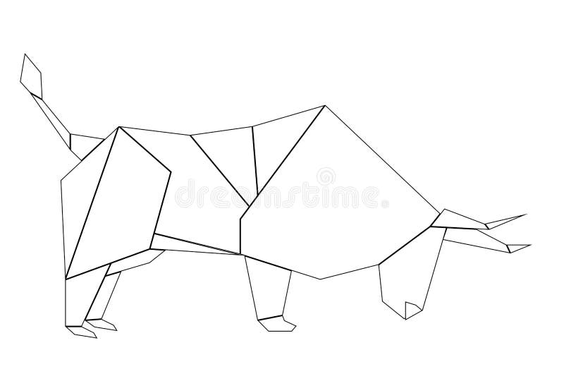 White origami bull stock vector. Illustration of horns - 175413746