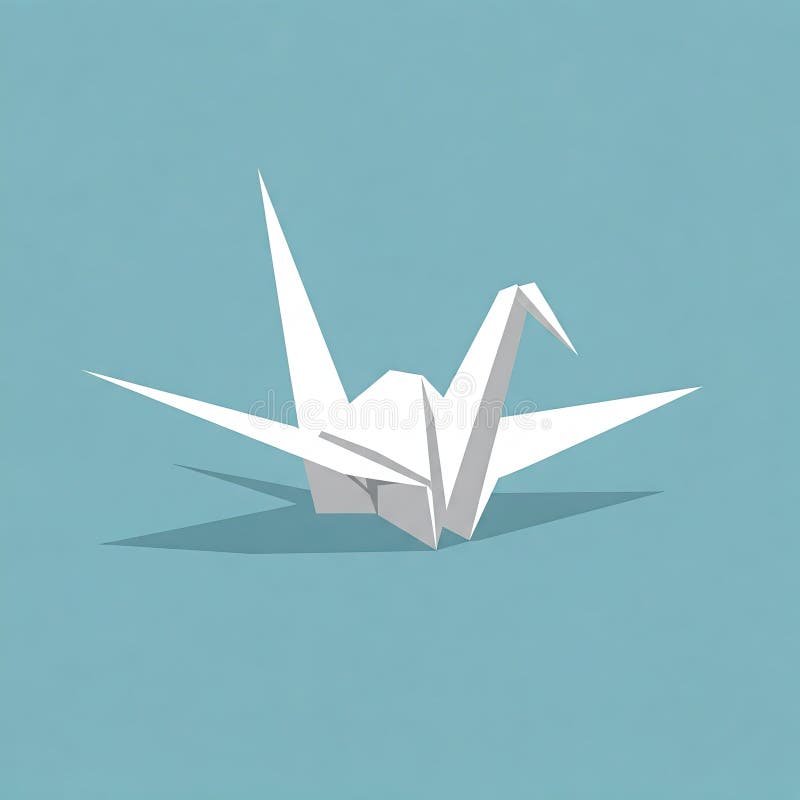 White Origami Crane on Pastel Background Stock Illustration ...