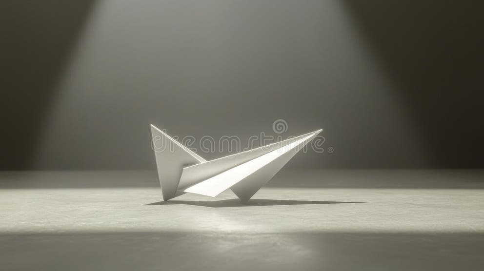 A White Origami Sculpture with a Triangular Base and a Curved Top ...