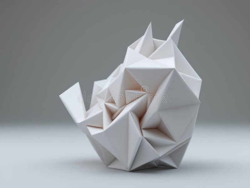 White Origami Shape Standing on Gray Background Stock Photo - Image of ...