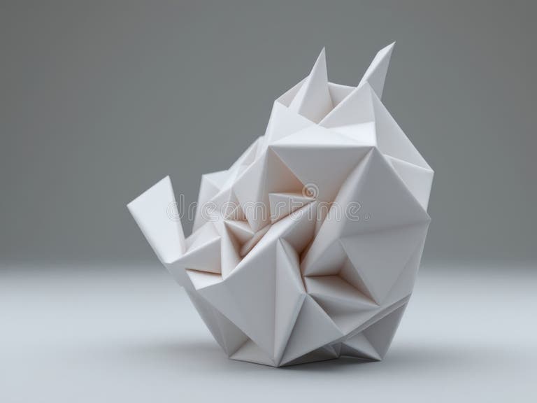 White Origami Shape Standing on Gray Background Stock Photo - Image of ...