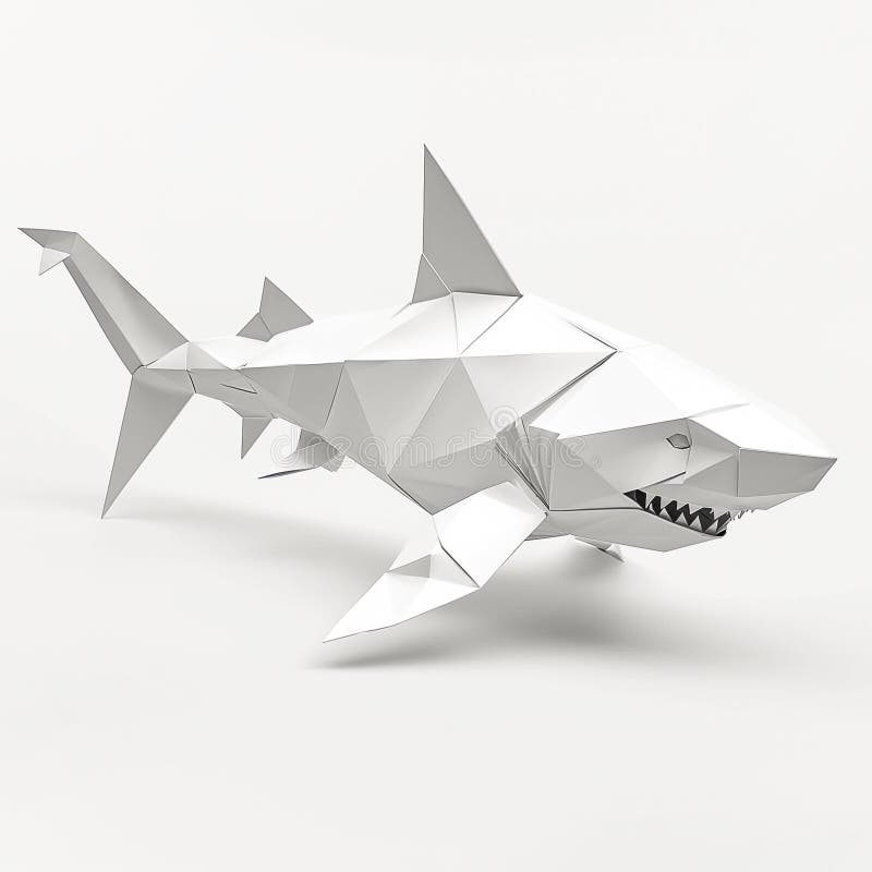 A White Origami Shark with a Sharp Sharp Teeth Stock Illustration ...