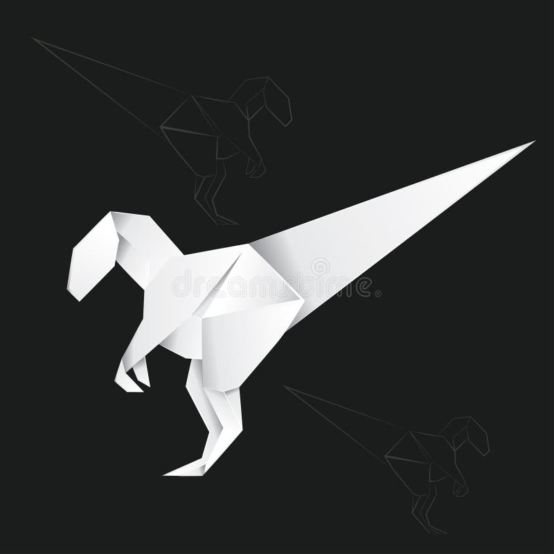 White origami velociraptor stock vector. Illustration of geometric ...