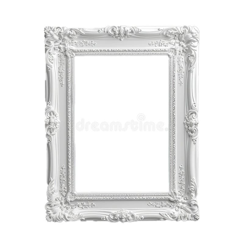 White Ornate Picture Frame Isolated on White Background Stock Image ...