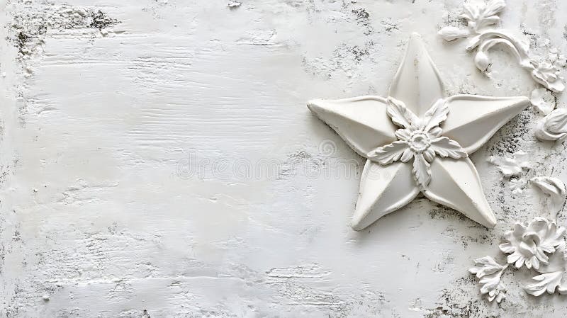 White Ornate Star Floral Plaster Wall Decor Stock Image - Image of star ...