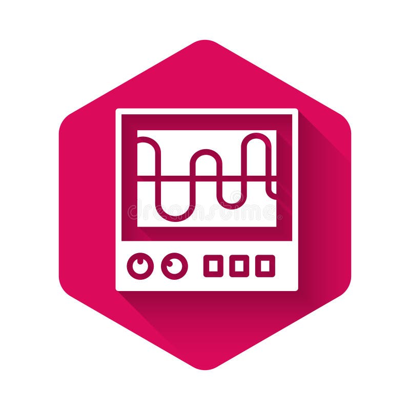 White Oscilloscope Measurement Signal Wave Icon Isolated with Long ...