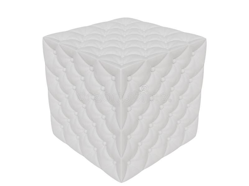 White Ottoman and Pouf. 3d Render Stock Illustration - Illustration of ...