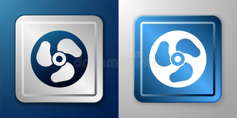 White Outboard Boat Motor Icon Isolated on Blue and Grey Background ...