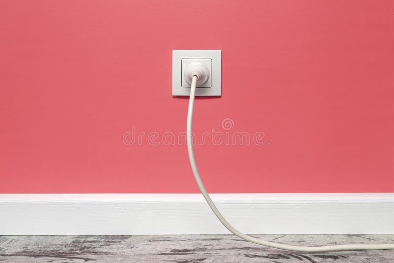 White Outlet on Yellow Wall Stock Photo - Image of flooring, shock ...