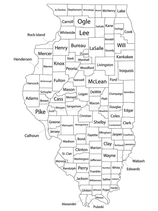 Counties Map of US State of Illinois Stock Vector - Illustration of ...