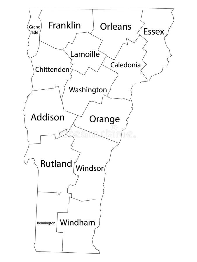Counties Map of US State of Vermont Stock Vector - Illustration of ...