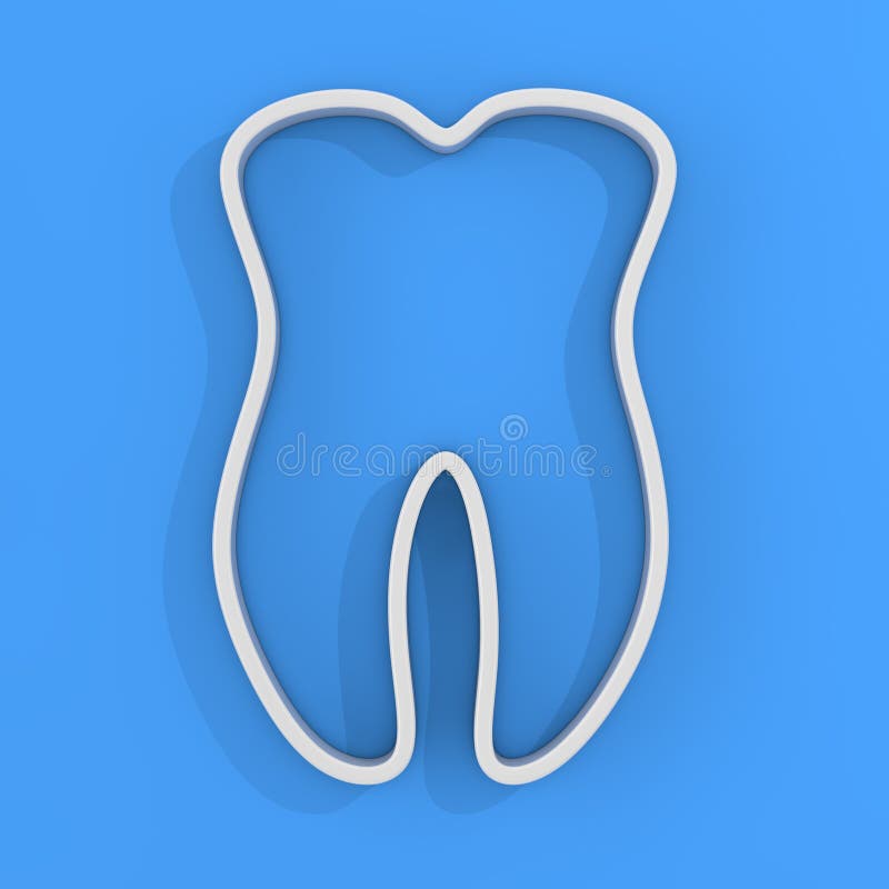 White Outline of Tooth. 3d Rendering Stock Illustration - Illustration ...