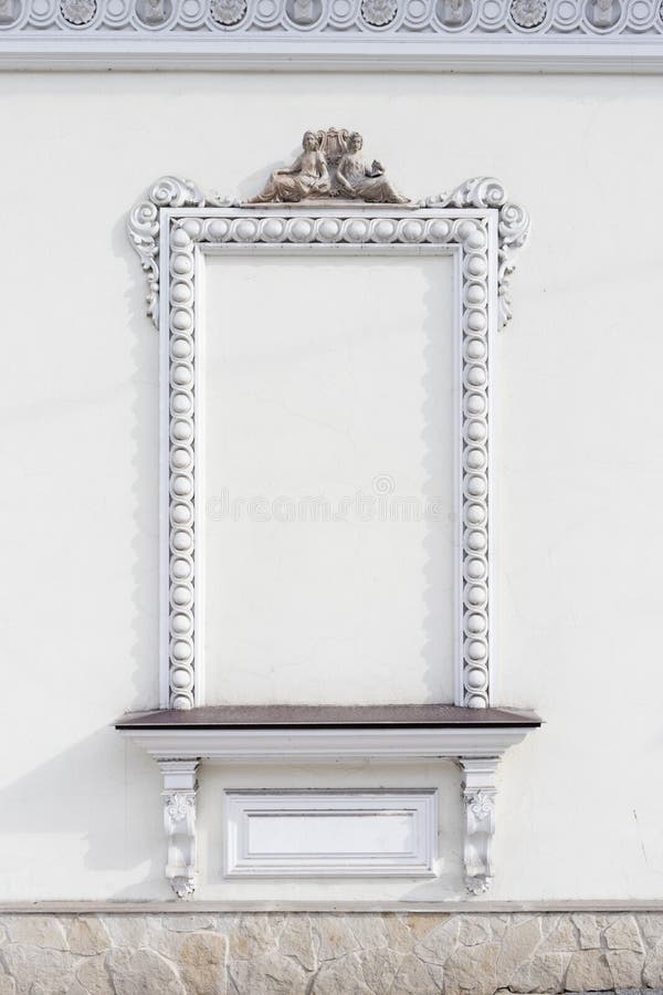 A White Outline of a Window on a White Wall Stock Photo - Image of fake ...