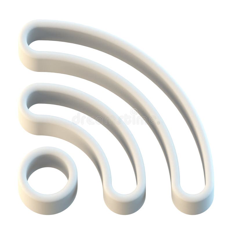 White Outlined Wi Fi Sign 3D Stock Illustration - Illustration of ...