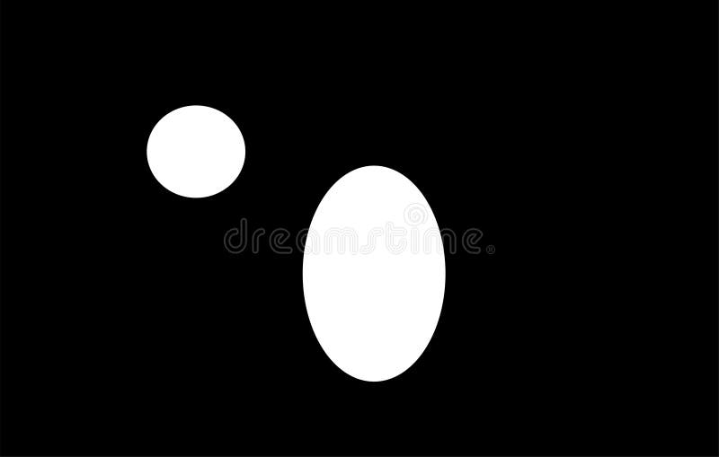 White Oval and Circle on Black Background. Minimalistic Abstract Vector ...