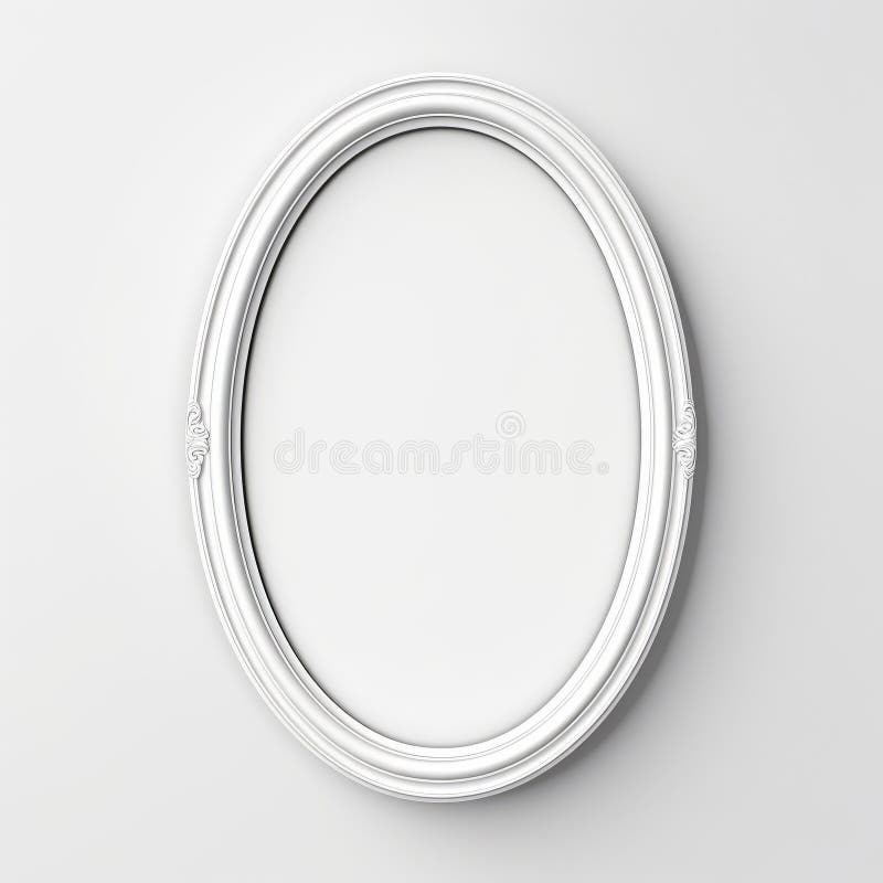 White Oval Frame Mirror with Zbrush Style and Exacting Precision Stock ...