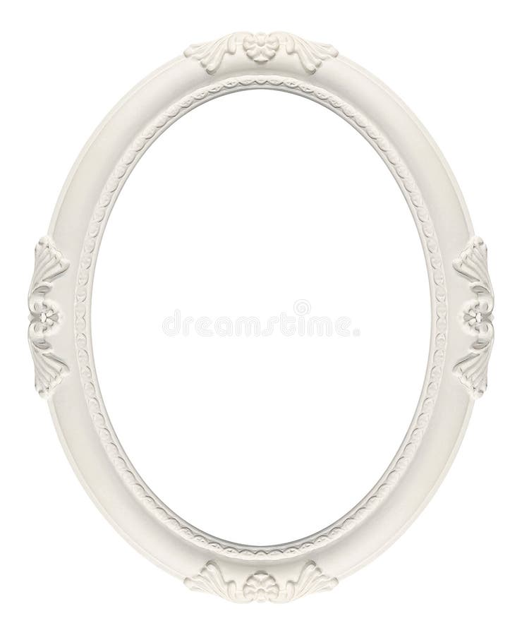 White Oval Wooden Picture Frame Isolated on White Background with ...